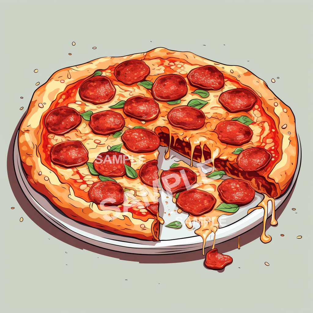 Pepperoni Pizza Illustration JPEG Format, Commercial Use Approved - Etsy