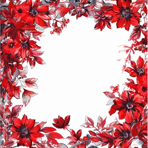 Red Floral Frames - Digital Images - Etsy