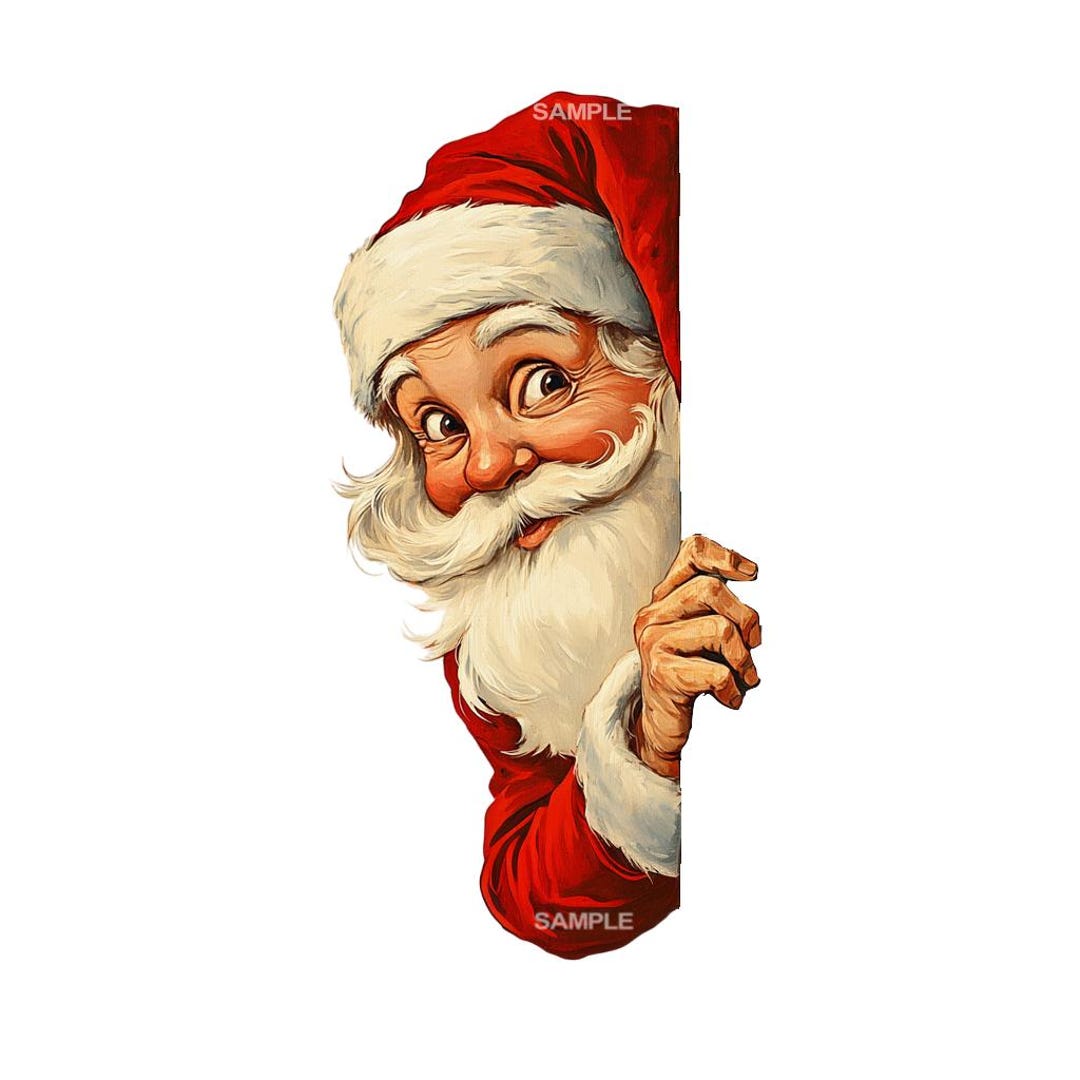 Santa Claus Clipart: Peeking Santa PNG Graphic (digital Download) - Etsy