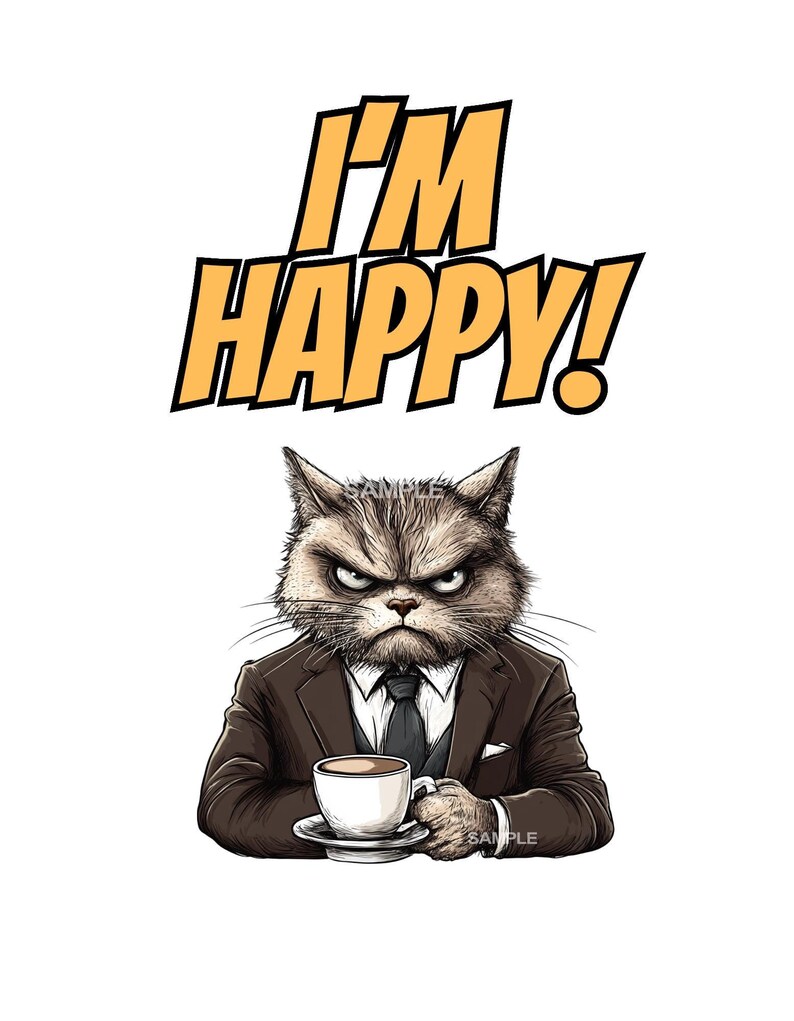 I'm Happy Grumpy Cat clipart PNG - Etsy