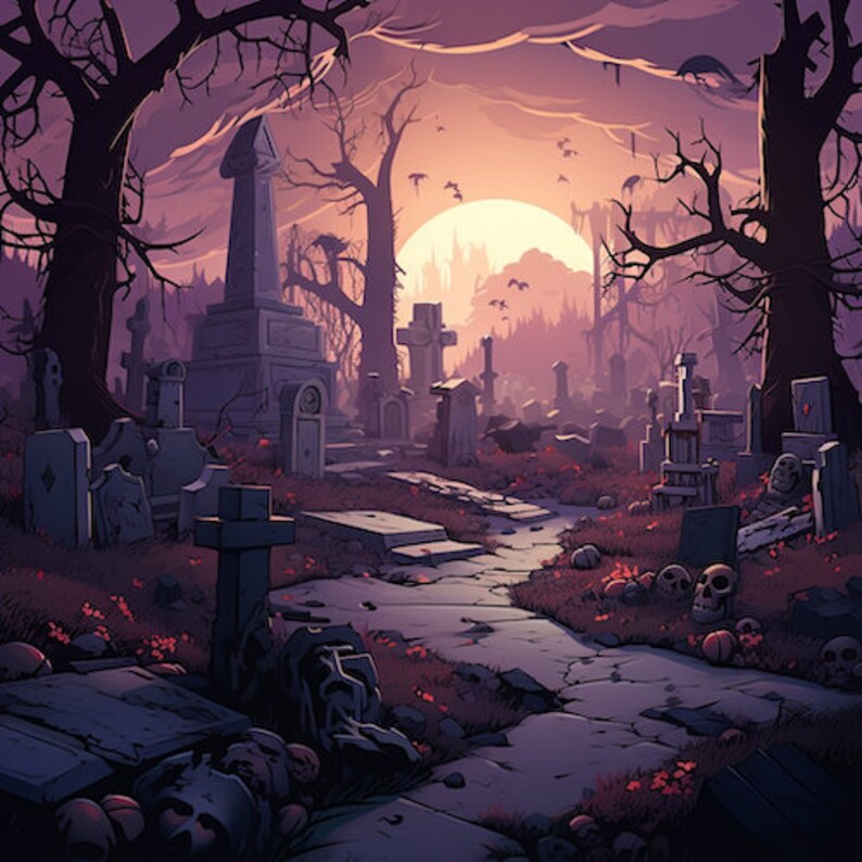 20 Graveyard Illustrations - Digital Images - Etsy