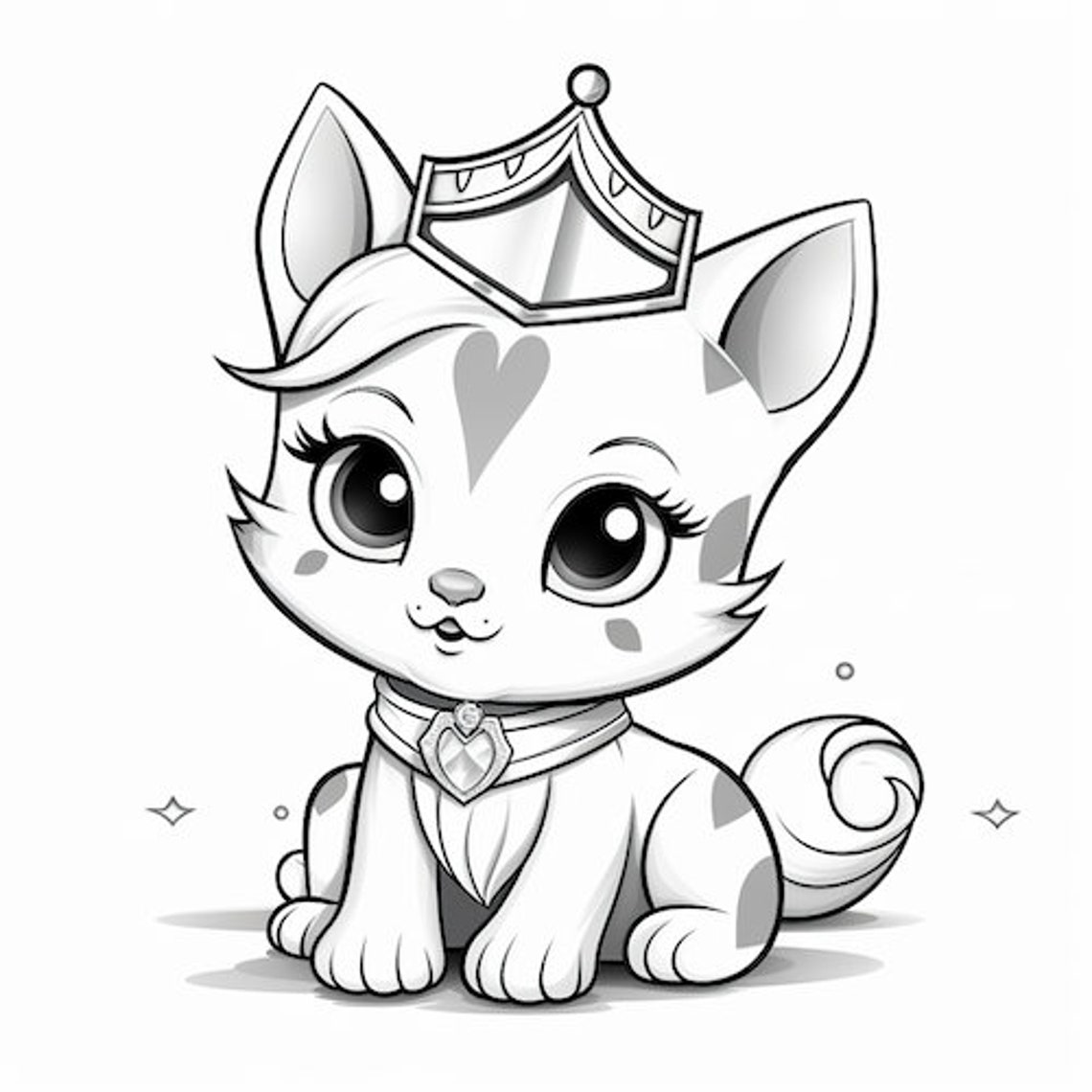 Kitten Princess Coloring Pages for Kids - Etsy