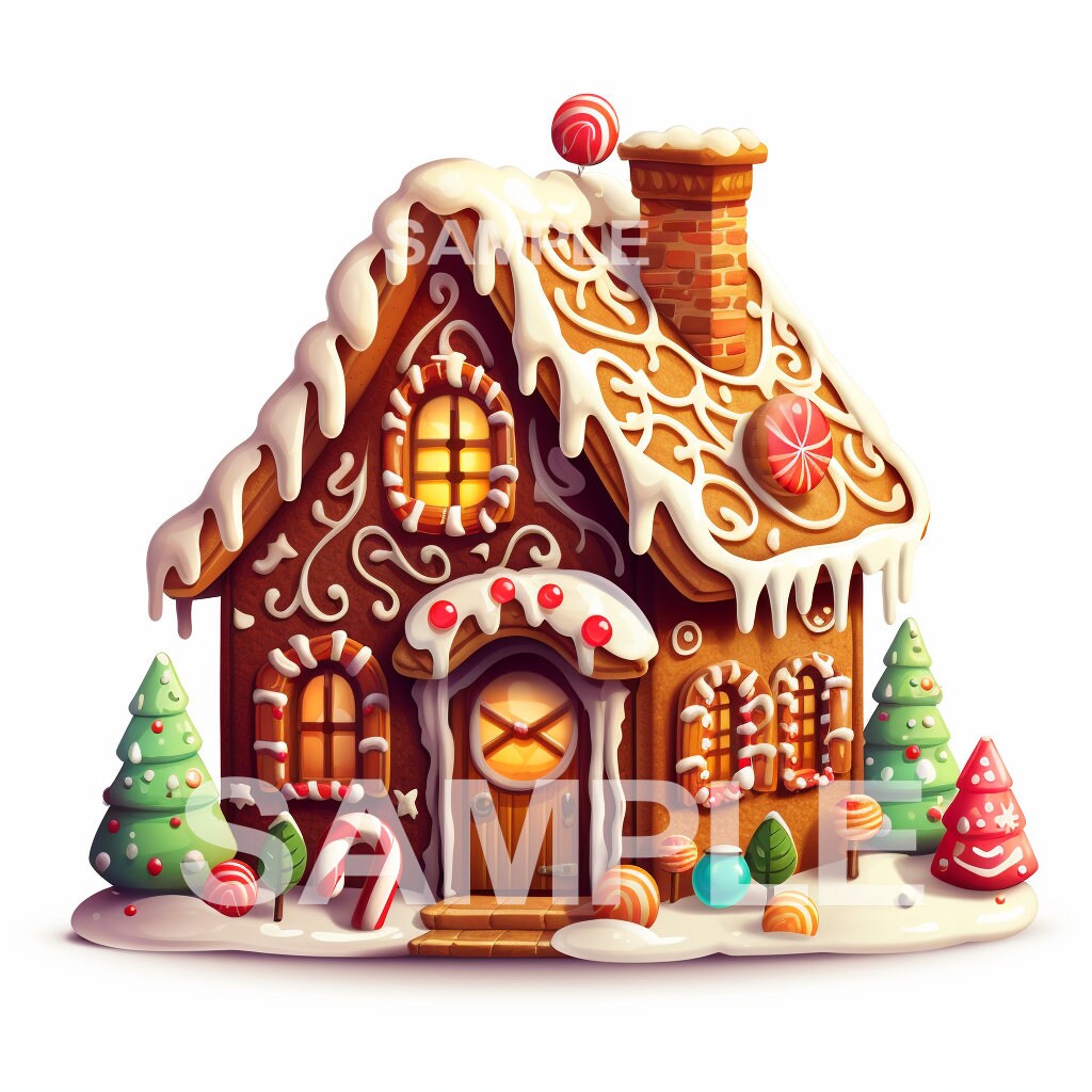 Gingerbread House Clipart PNG Format - Etsy