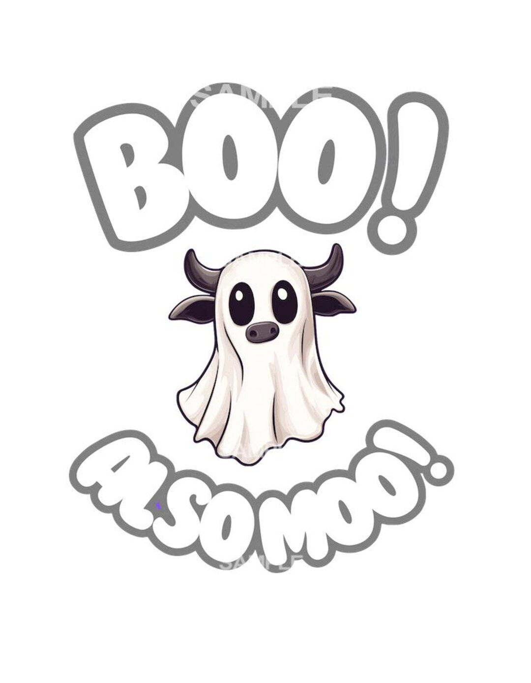 Boo Also Moo Cute Kawaii Ghost Clipart HD PNG Format, Commercial Use ...
