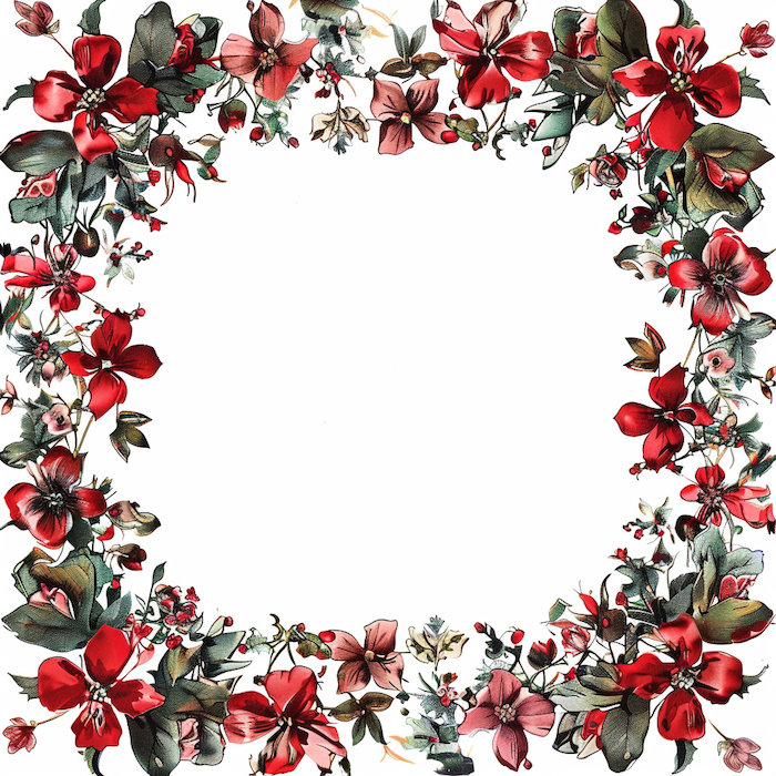 Red Floral Frames Digital Images - Etsy