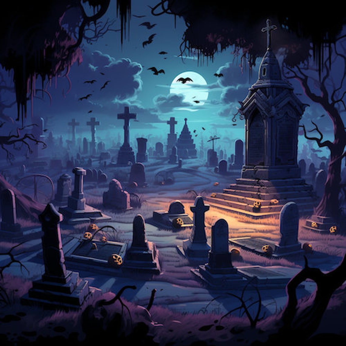 20 Graveyard Illustrations Digital Images - Etsy