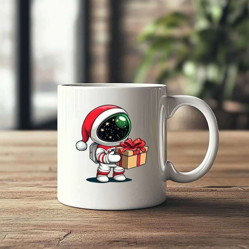 Cute Spaceman Clipart - Astronaut Wearing Santa Hat - Christmas ...