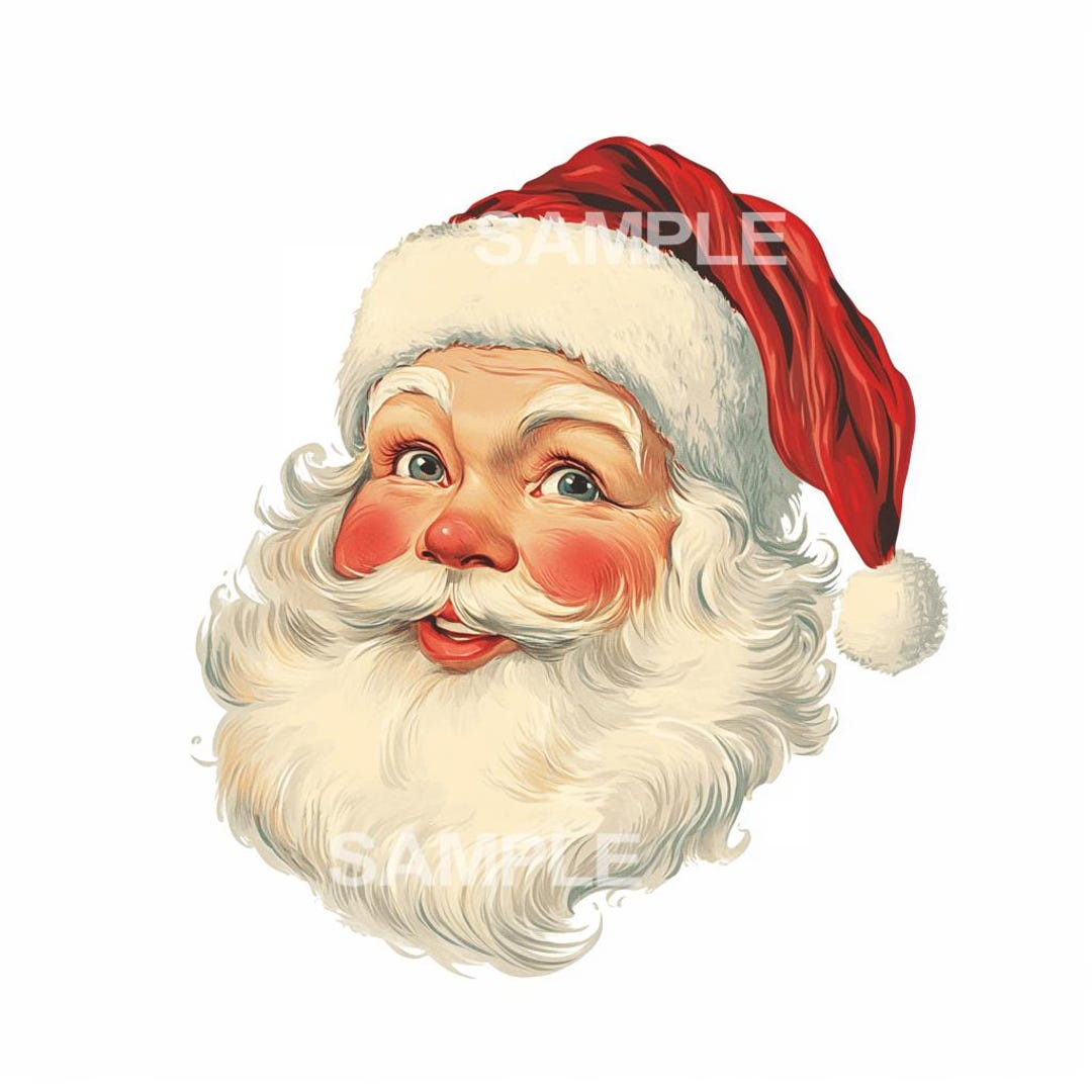 Vintage Santa Claus Head Clipart - PNG Format - Etsy