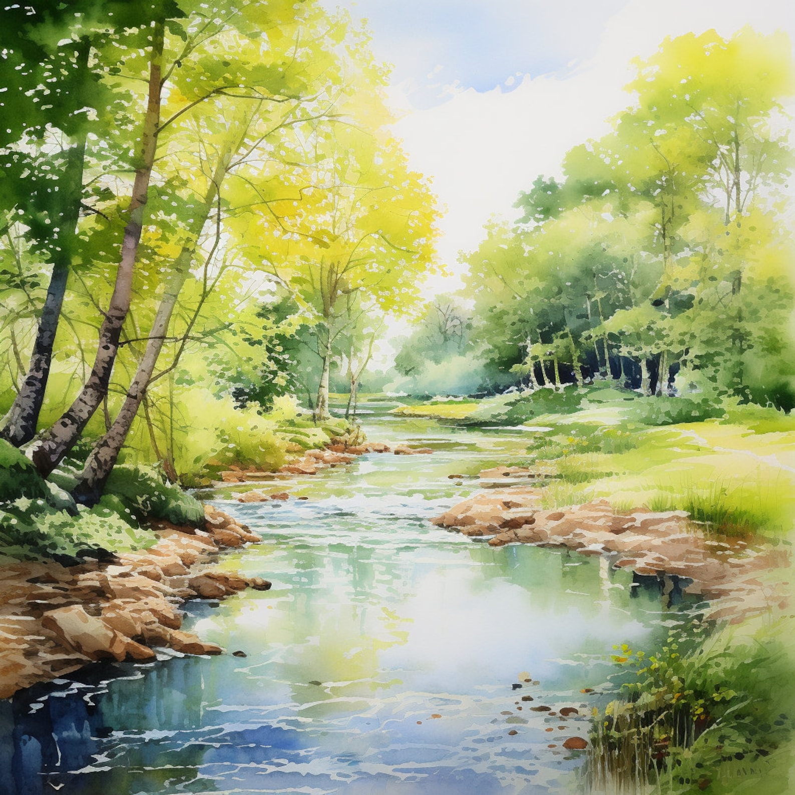 20 Water Color River Illustrations - Etsy