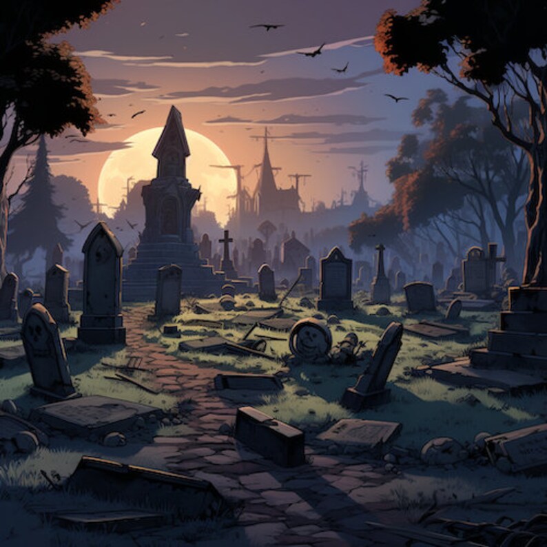 20 Graveyard Illustrations - Digital Images - Etsy