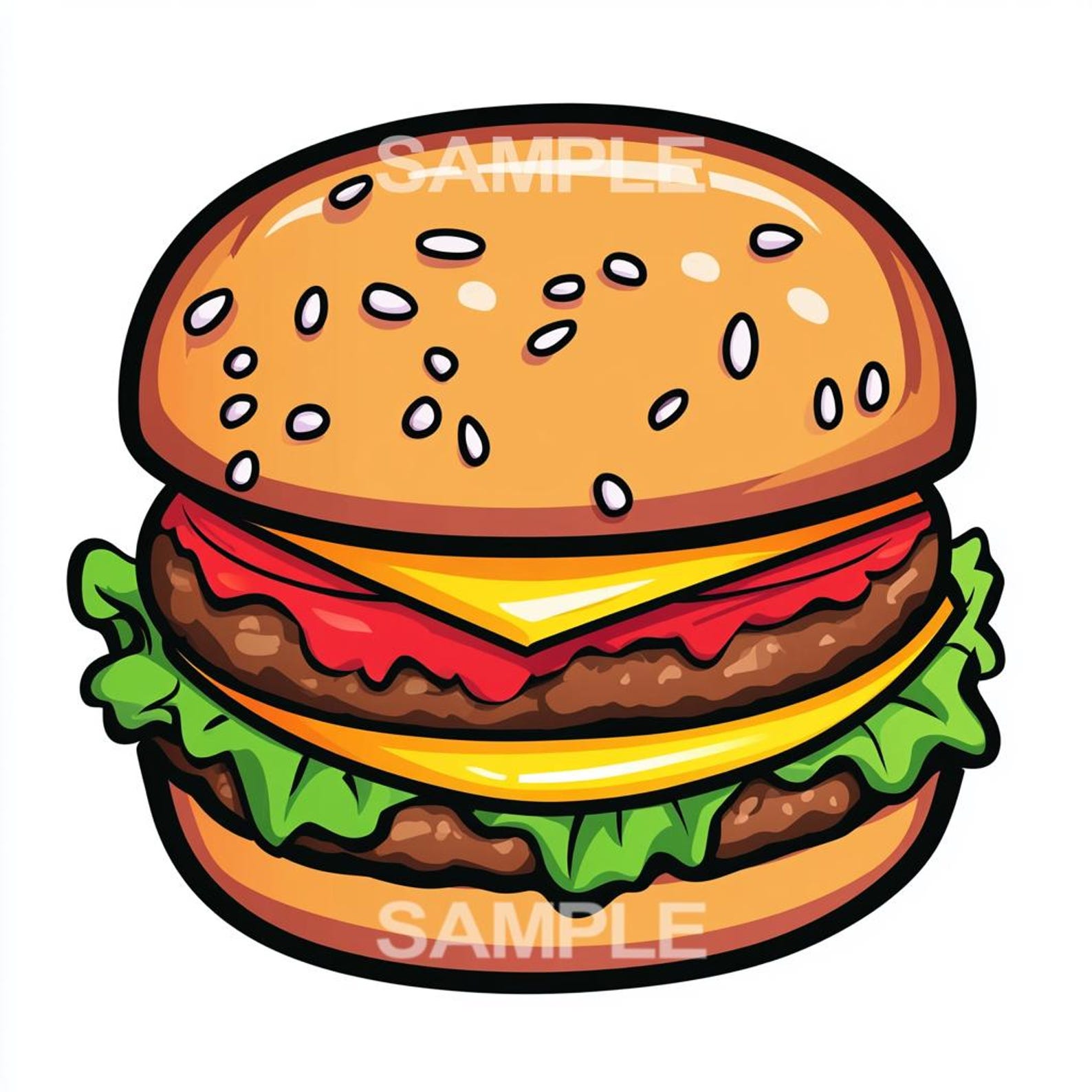 Burger / Cheeseburger Clipart - PNG Format, Commercial Use Approved - Etsy