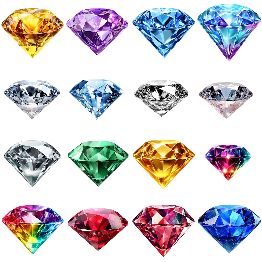 Colorful Diamonds Clipart: Sparkling Gem Graphics (digital Download) - Etsy
