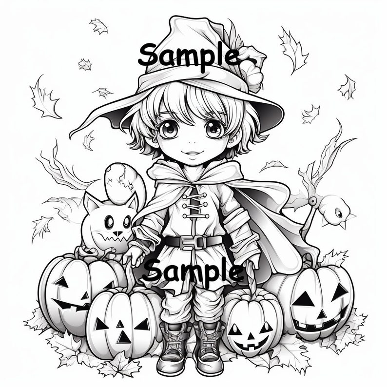 16 Halloween Anime Coloring Pages for Kids - Etsy