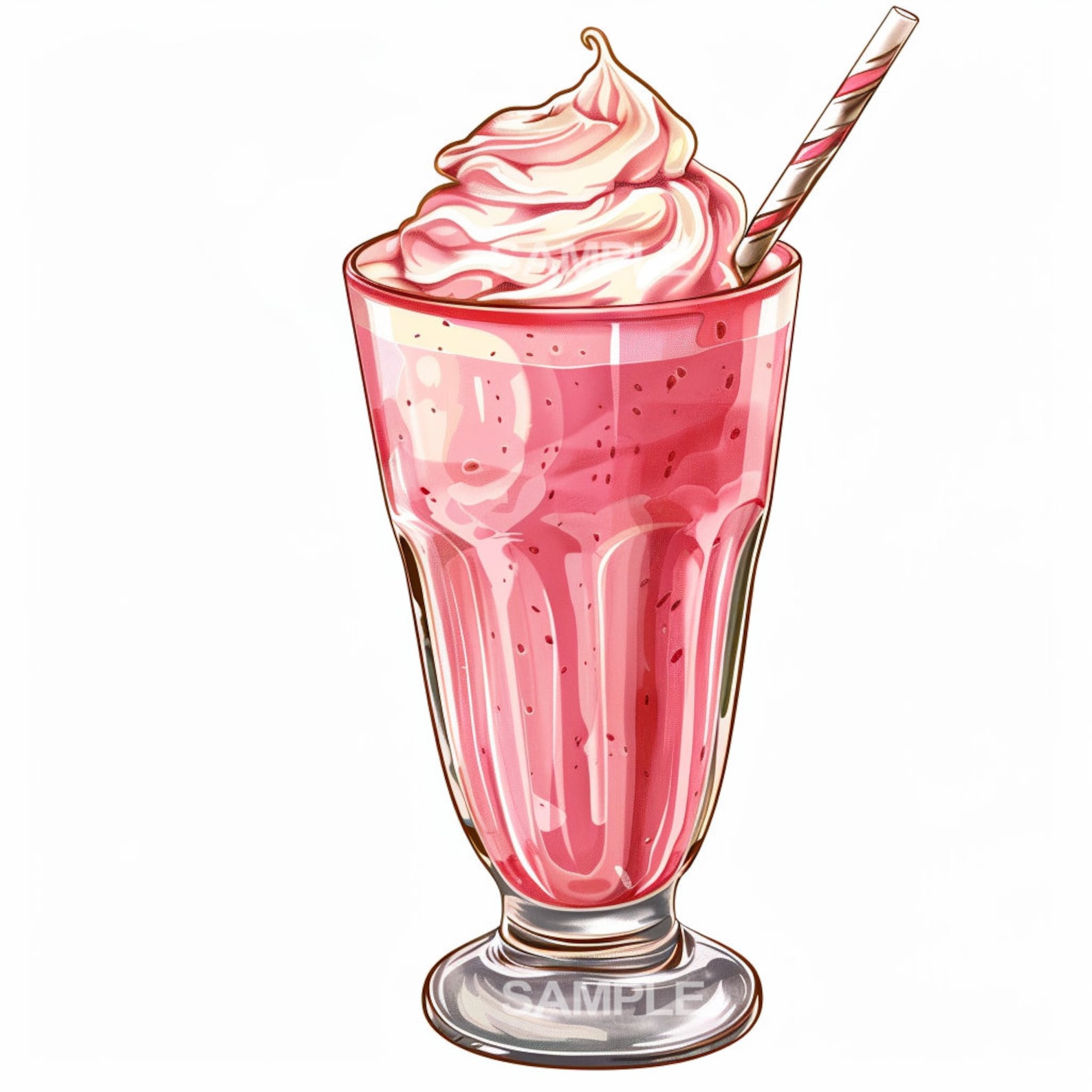 Strawberry Milkshake Clipart - PNG Format, Commercial Use Approved - Etsy