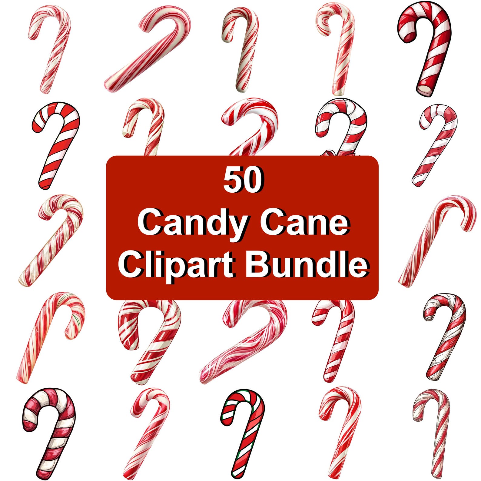 50 Candy Cane Clipart - Festive PNG Graphics for Holiday Design ...