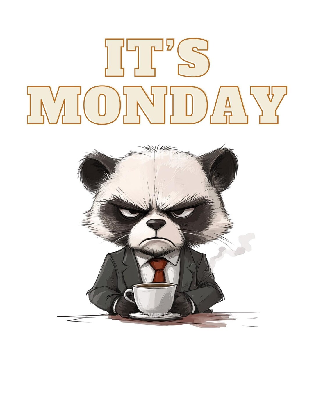 Clipart It's Monday Grumpy Panda PNG Cute Animal Graphics for ...