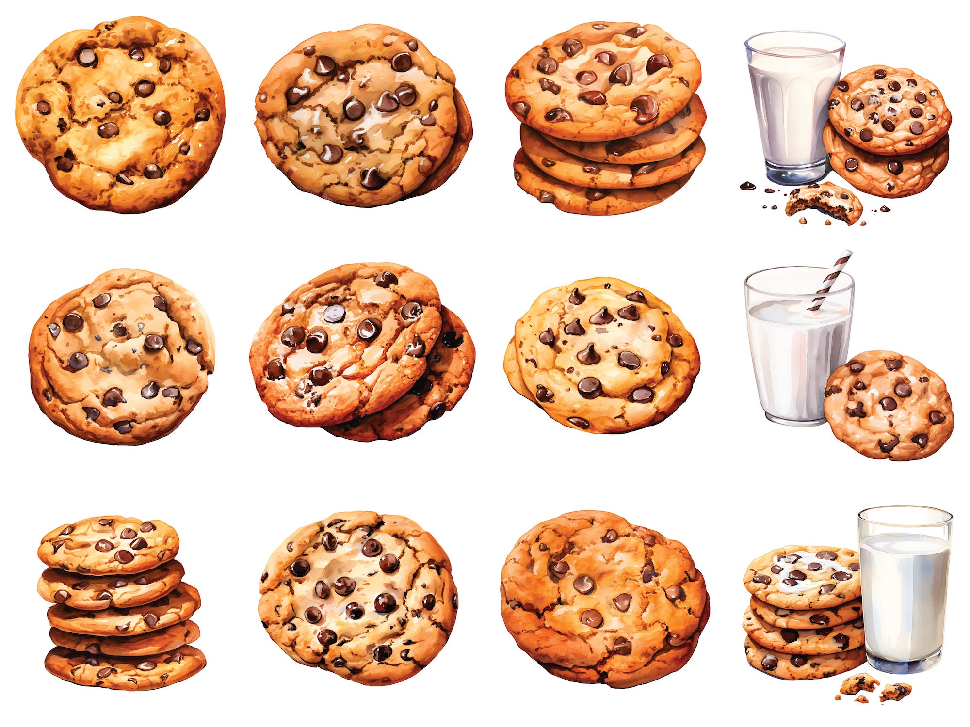 50 Watercolor Cookie Clipart Bundle PNG Format - Etsy