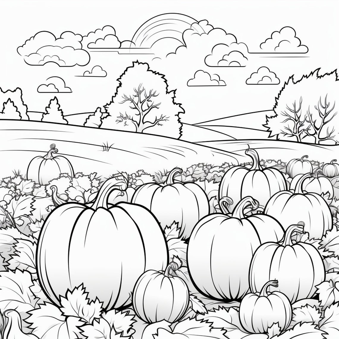 10 Halloween / Pumpkin Patches Coloring Pages for Kids - Etsy