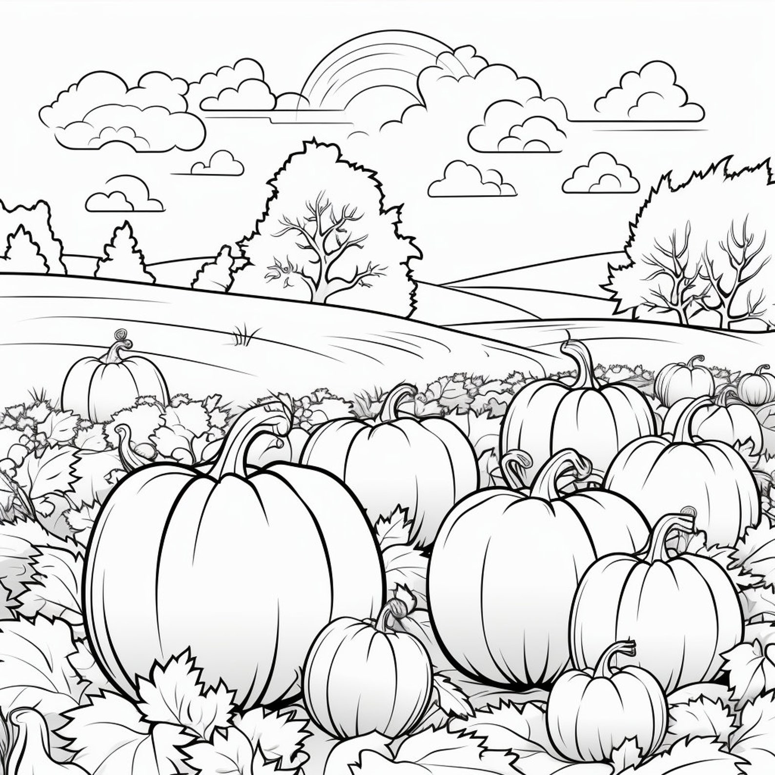 10 Halloween / Pumpkin Patches Coloring Pages for Kids - Etsy
