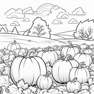 10 Halloween / Pumpkin Patches Coloring Pages for Kids - Etsy