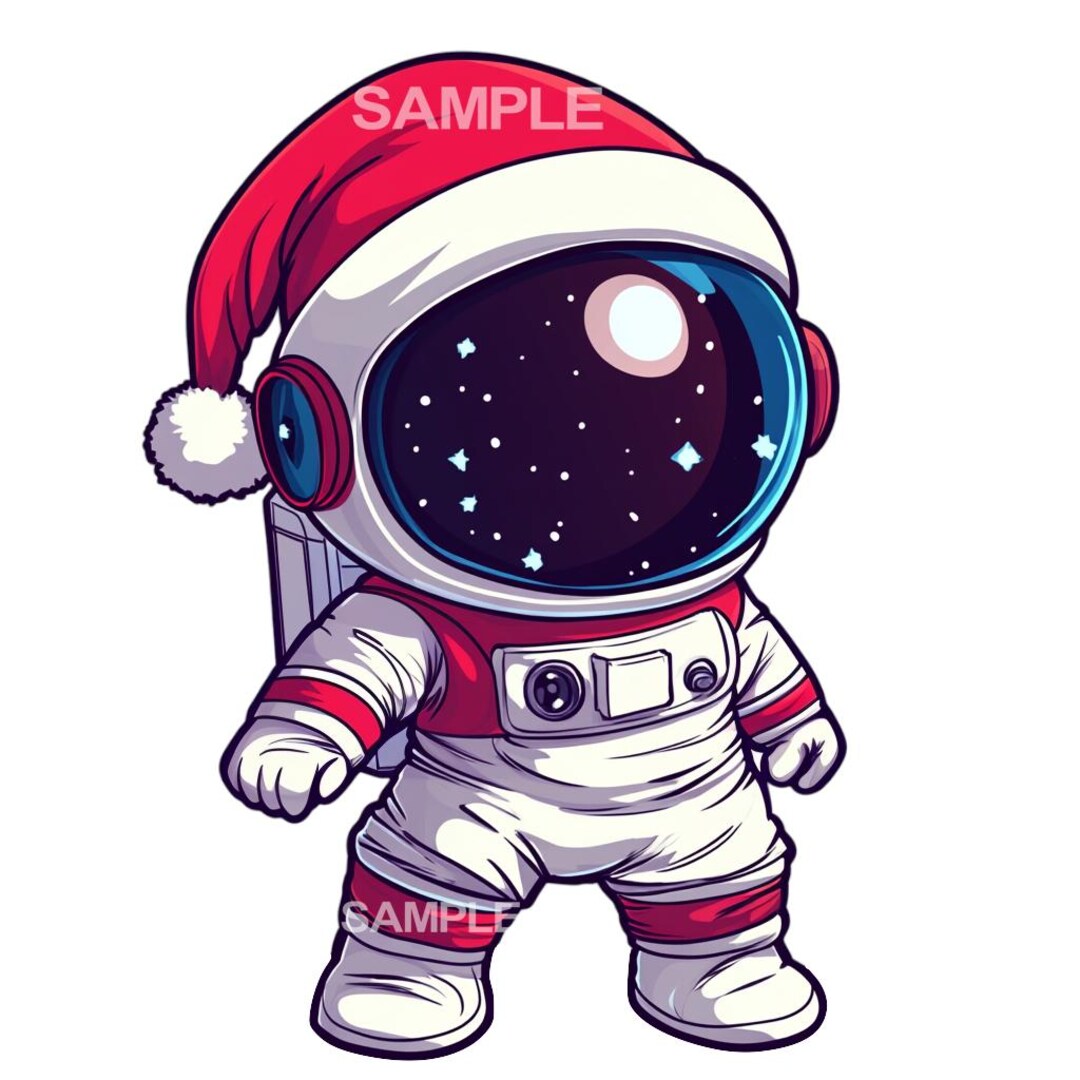 Christmas Astronaut Clipart – Spaceman With Santa Hat (digital Download ...