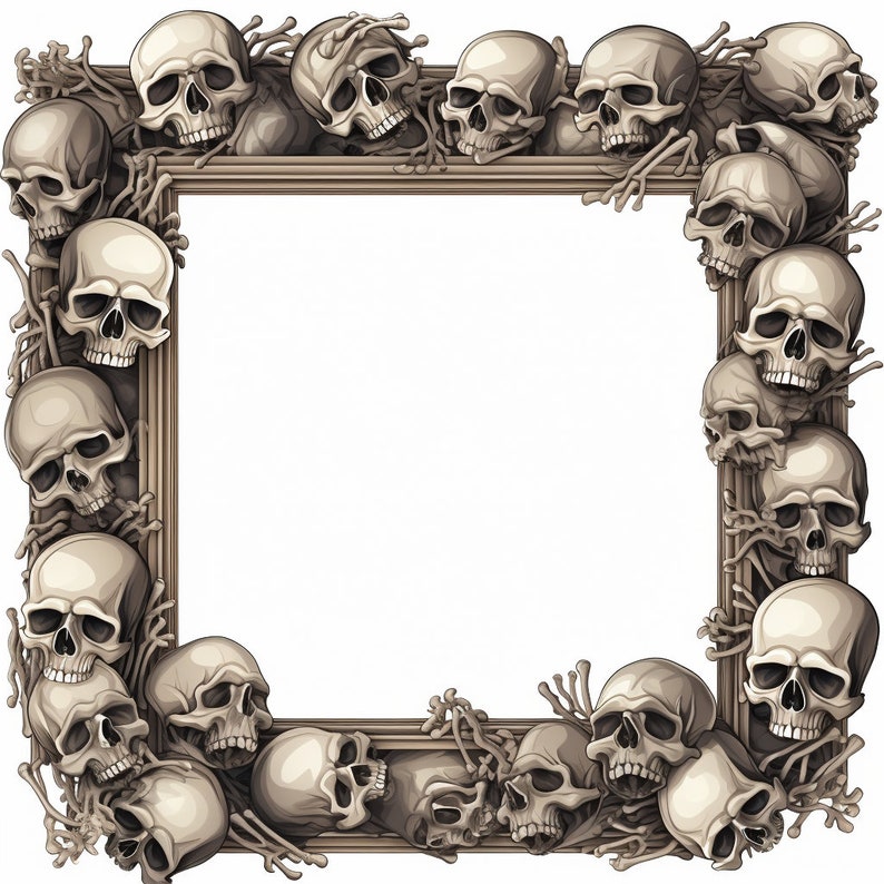 10 Skeleton Frames Skull Frames Digital Images - Etsy