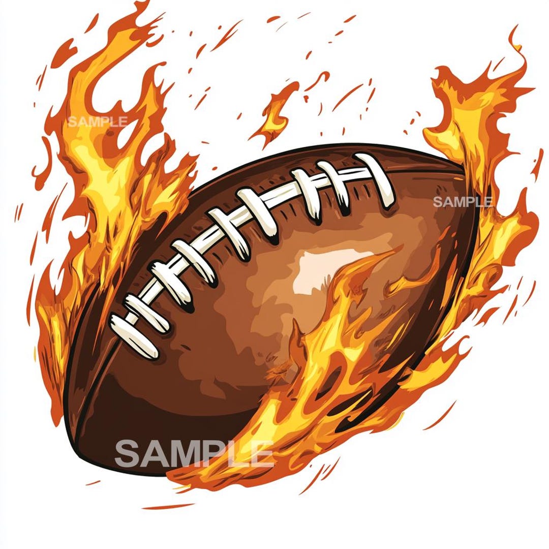 Football on Fire Clipart - PNG - Etsy
