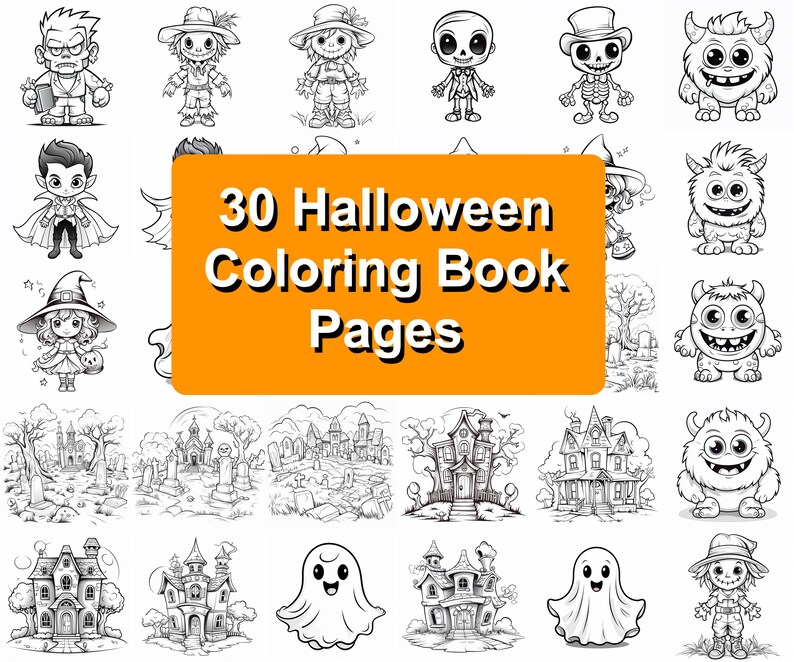 30 Halloween Coloring Pages for Kids | Printable Spooky Fun (digital ...