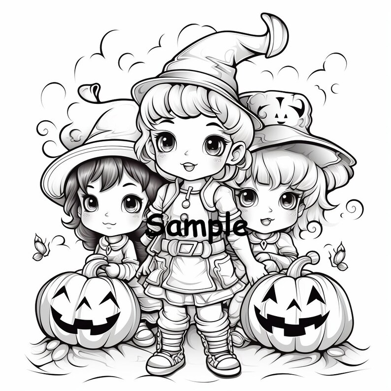 16 Halloween Anime Coloring Pages for Kids - Etsy