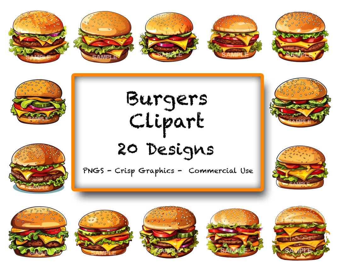 Burgers Clipart Bundle PNG Format, Commercial Use Approved - Etsy