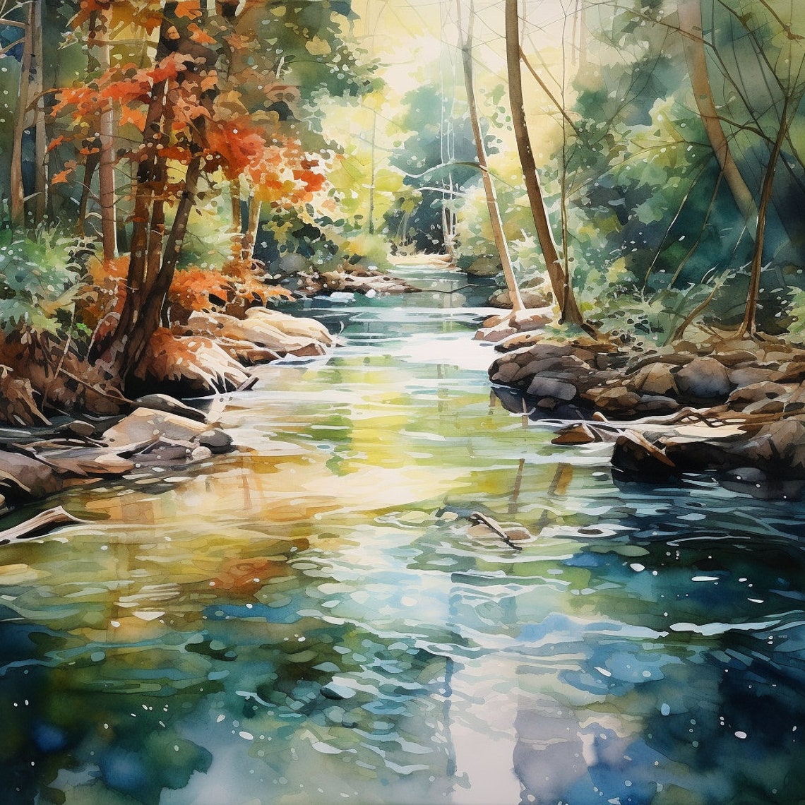 20 Water Color River Illustrations - Etsy