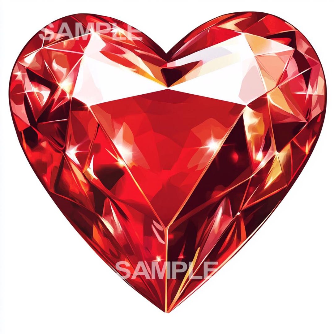 Heart Shaped Diamond PNG Sparkling Graphics for Crafts, Designs ...