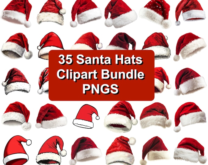 Santa Hat Clipart PNG | Christmas Clip Art Download | Cute Santa Claus ...