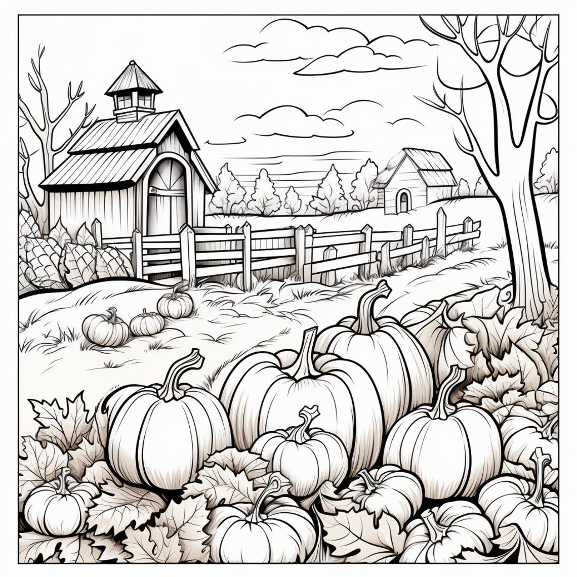 10 Halloween / Pumpkin Patches Coloring Pages for Kids - Etsy