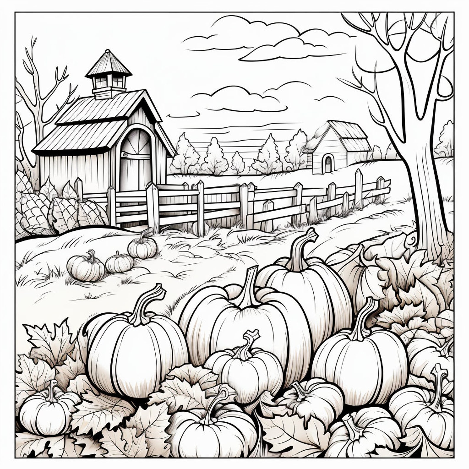 10 Halloween / Pumpkin Patches Coloring Pages for Kids - Etsy