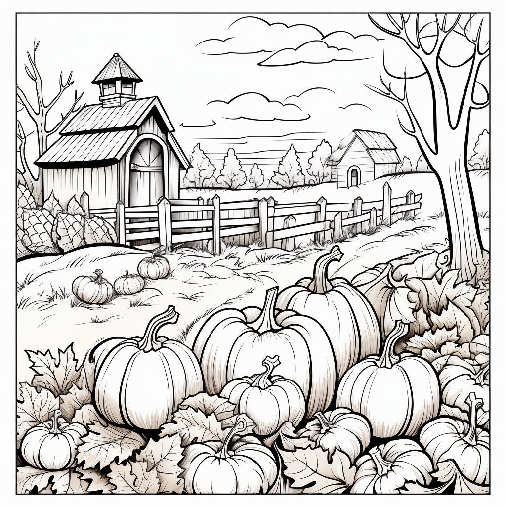 10 Halloween / Pumpkin Patches Coloring Pages for Kids - Etsy