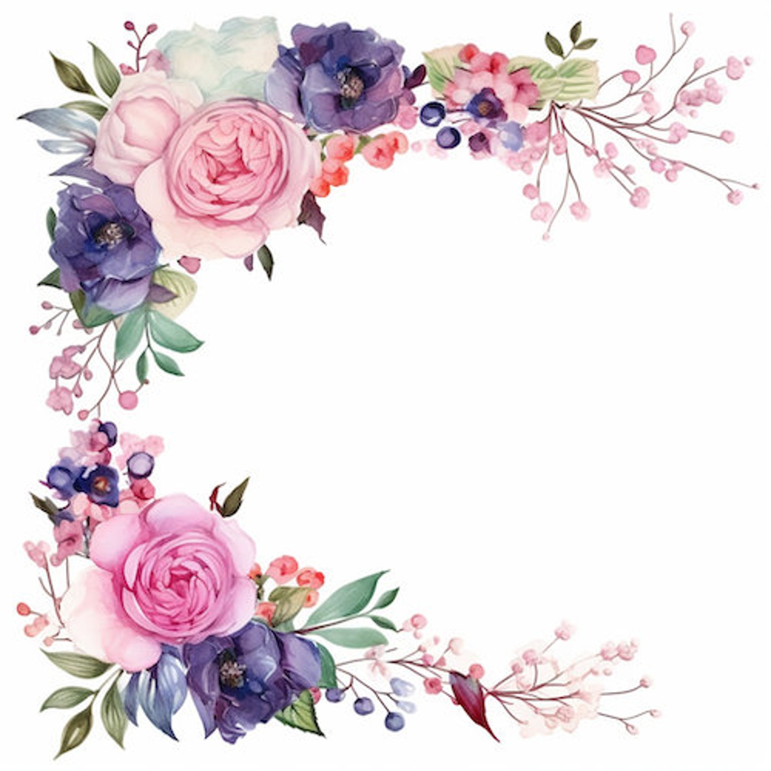 20 X Wedding Floral Frames Digital Images High Quality - Etsy