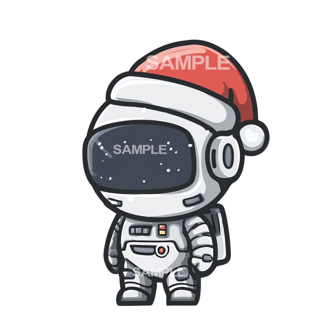 Christmas Astronaut Clipart – Spaceman With Santa Hat (digital Download ...
