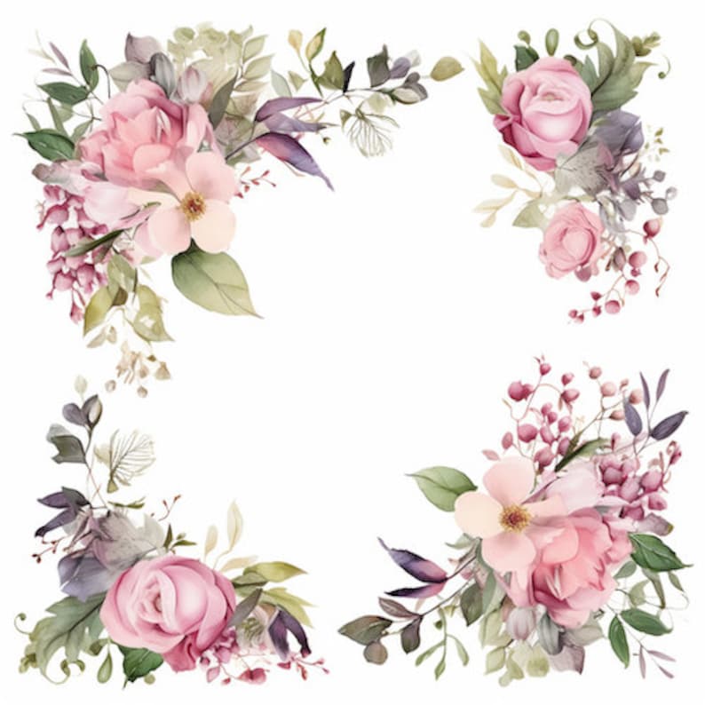 20 X Wedding Floral Frames - Digital Images - High Quality - Etsy
