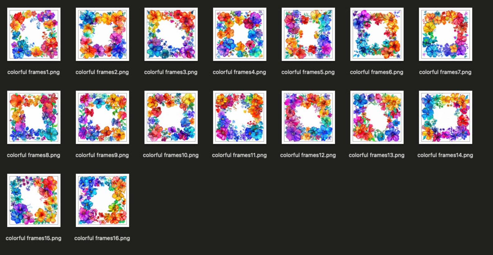 Colorful Floral Frames - Digital Images - Etsy