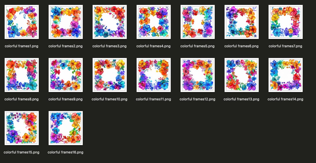 Colorful Floral Frames Digital Images - Etsy