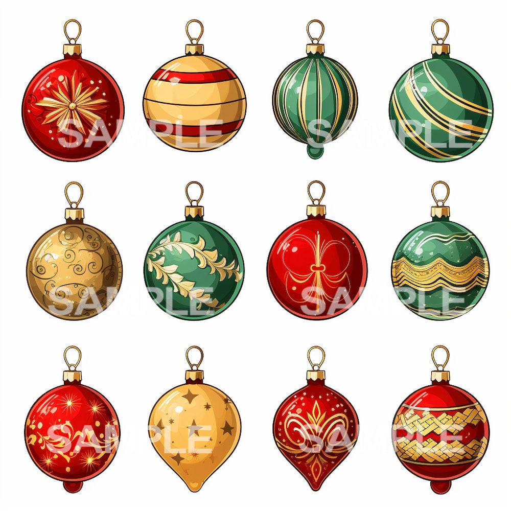 Christmas Ornaments Clipart Clipart PNG Format - Etsy
