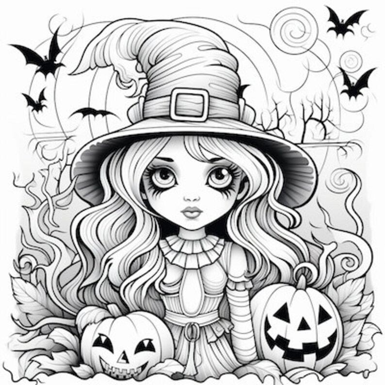 10 Halloween Coloring Pages - Advanced Level. - Etsy