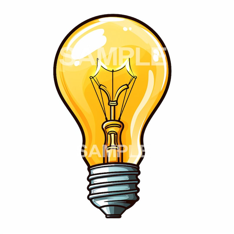 Lightbulb Clipart - PNG Format, Commercial Use Approved - Etsy
