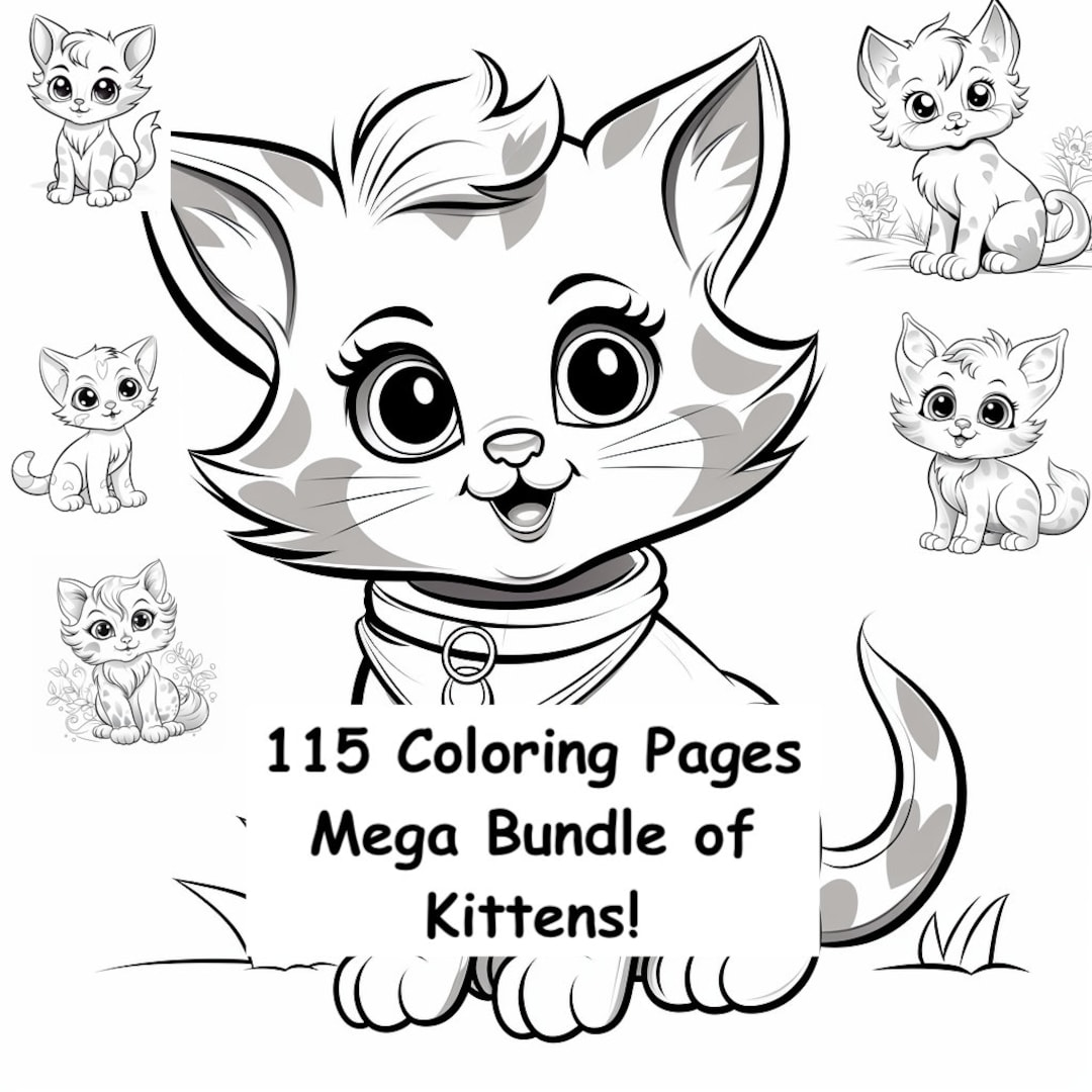 115 Kitten Coloring Pages for Kids - Etsy