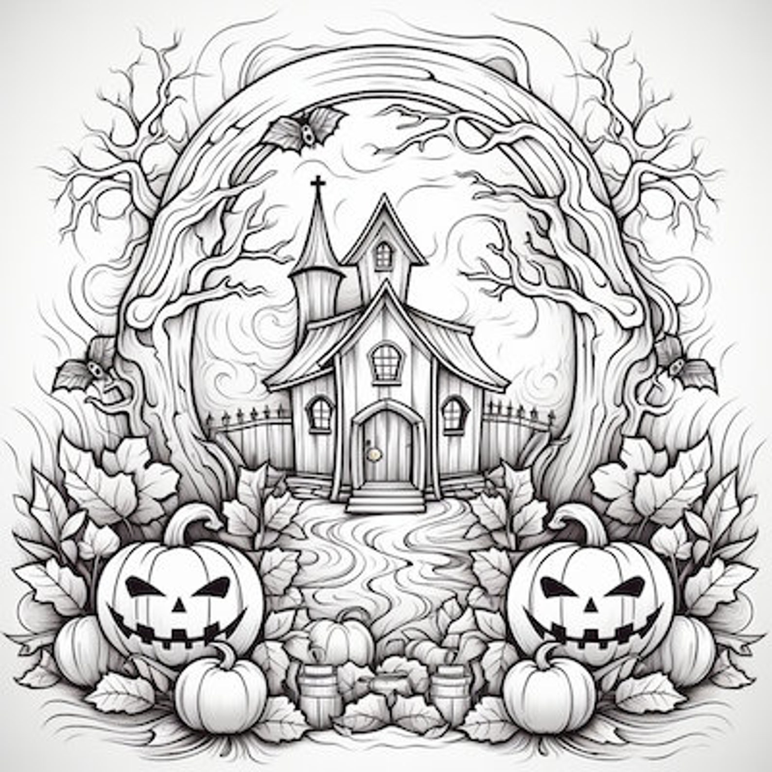 10 Halloween Coloring Pages - Advanced Level. - Etsy