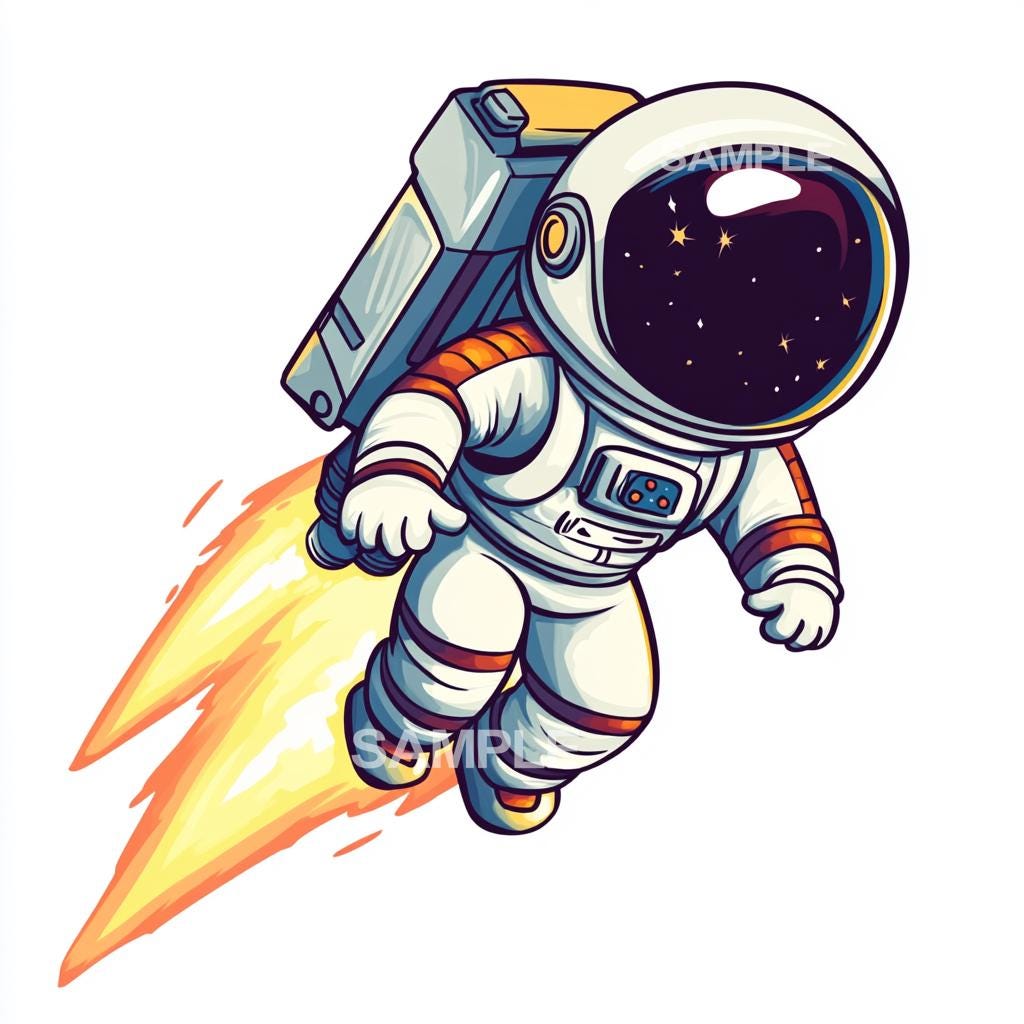 Cute Spaceman / Astronaut With Jetpack Clipart - High Quality- PNG ...