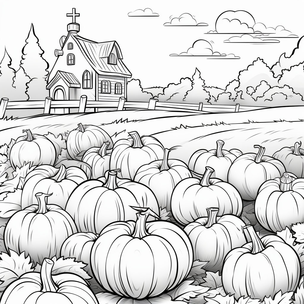 10 Halloween / Pumpkin Patches Coloring Pages for Kids - Etsy