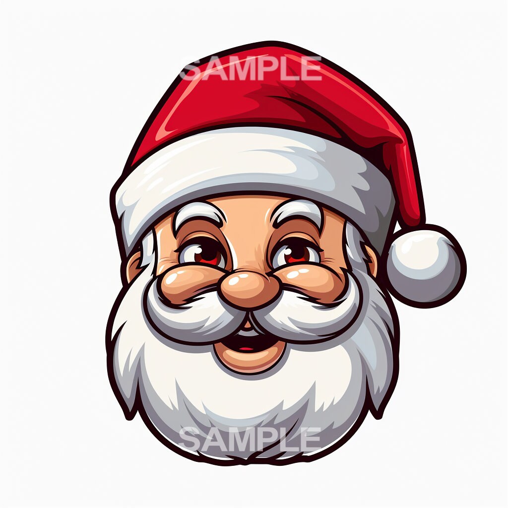 Santa Claus Head Clipart - PNG Format - Etsy