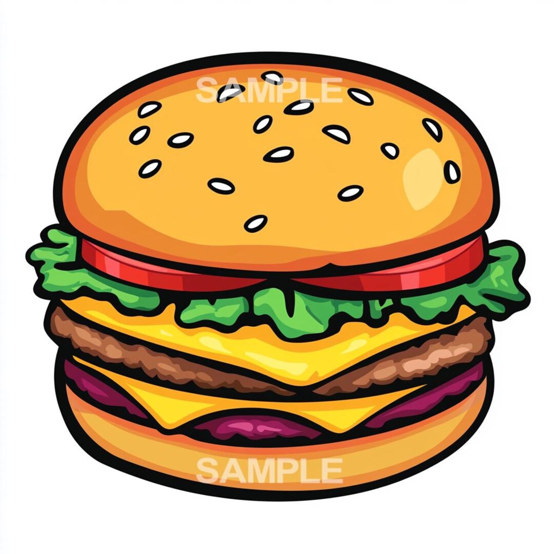 Burger / Cheeseburger Clipart PNG Format, Commercial Use Approved - Etsy